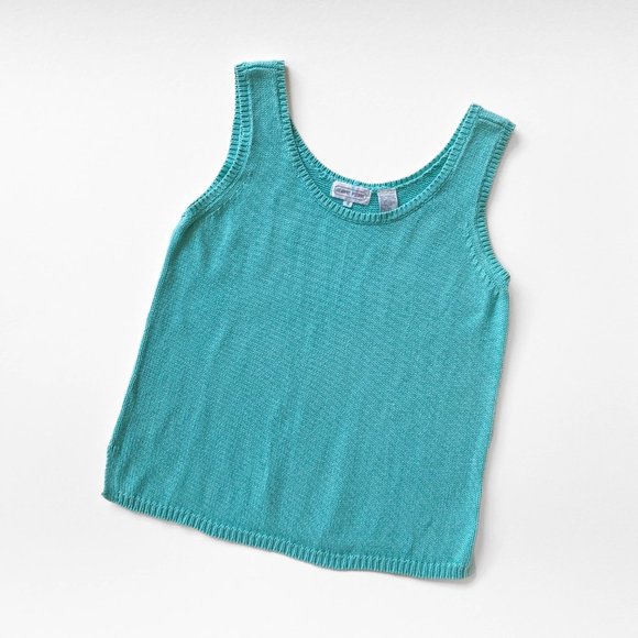 JEANNE PIERRE | Tops | Vintage Knit Aqua Blue Tank Top | Poshmark